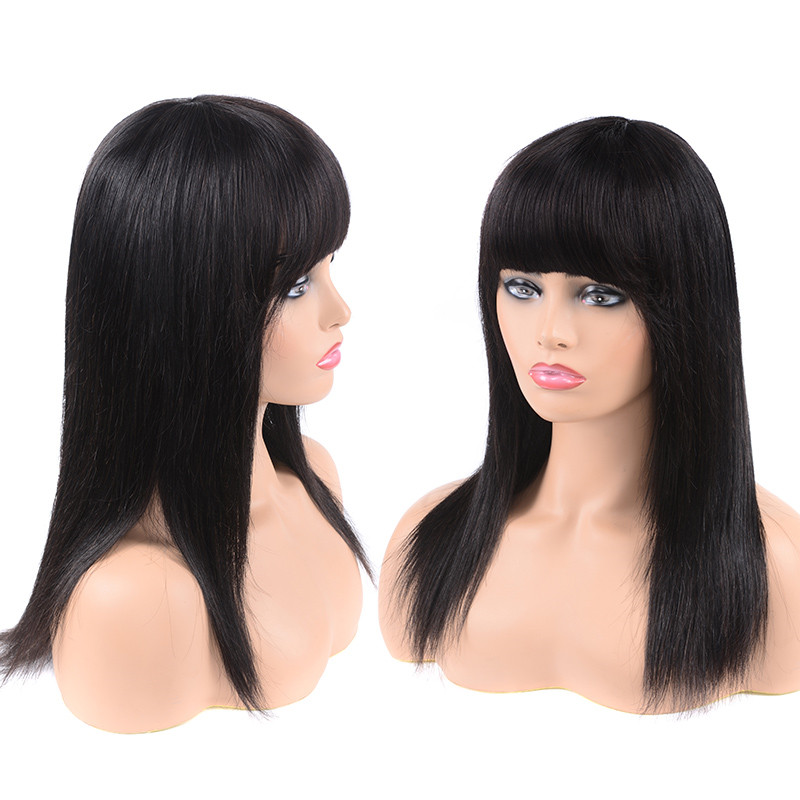 2 Pack wigs deal: Straight Burgundy Wig And Black Wig with Bangs